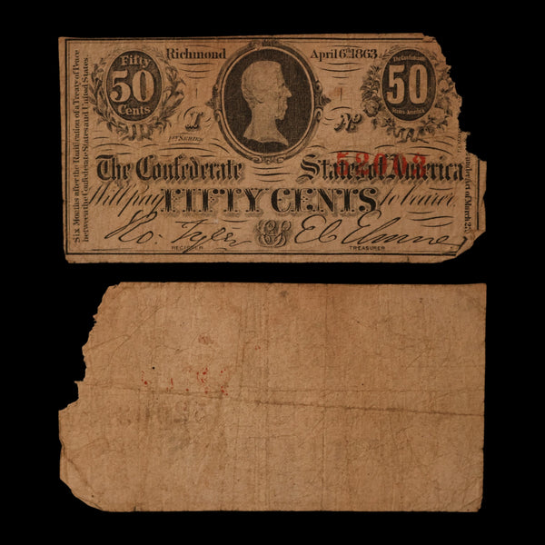 Confederate States of America, 50 Cent Note - April 6th, 1863 - Americ ...