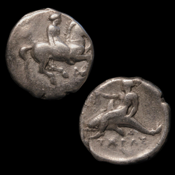 Tarentum, Greek Didrachm, Horseman & Taras Riding Dolphin - c. 380 to ...
