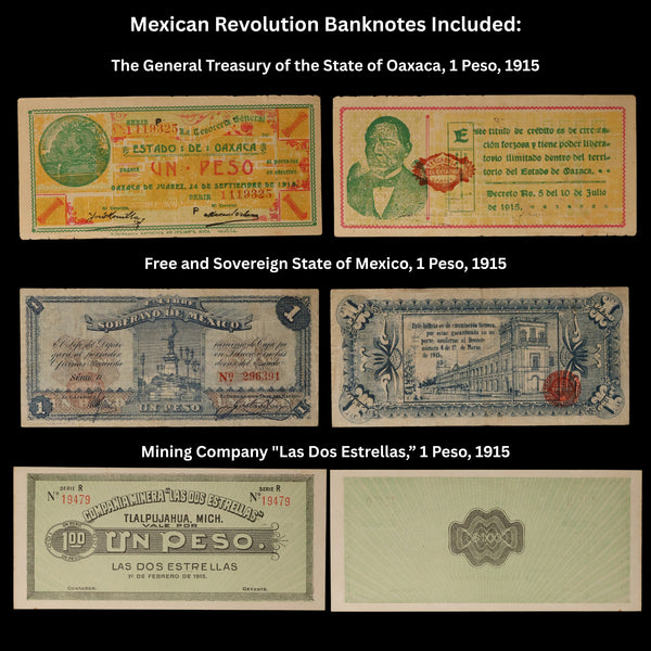 Mexican Revolution, Three Banknote Collection - 1914 to 1915 - Mexico ...