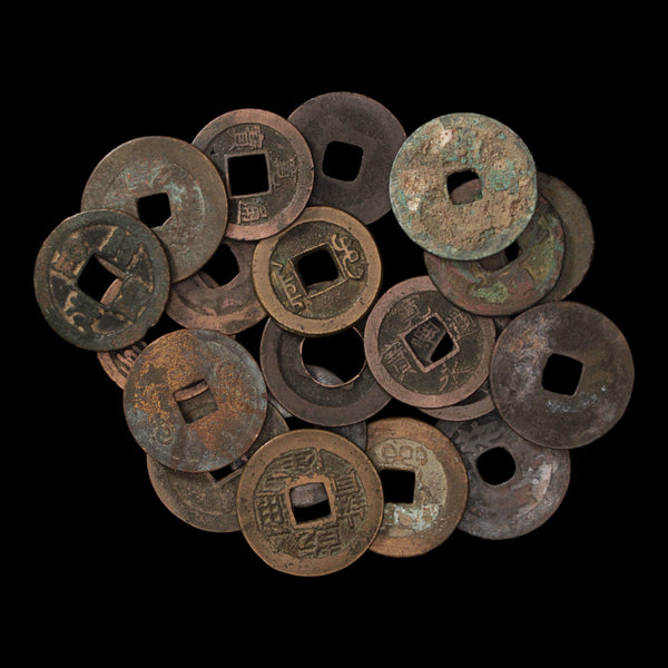 China & Japan, Lot of 20 Miscellaneous Worn Cash Coins - c. 900s to 18 ...