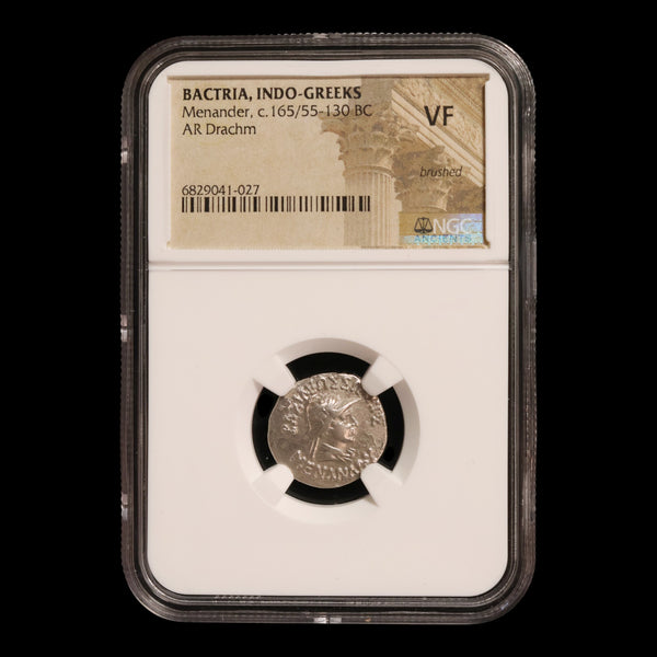 Greco-Bactria, King Menander, Silver Drachm (VF) - c. 165 to 130 BCE ...