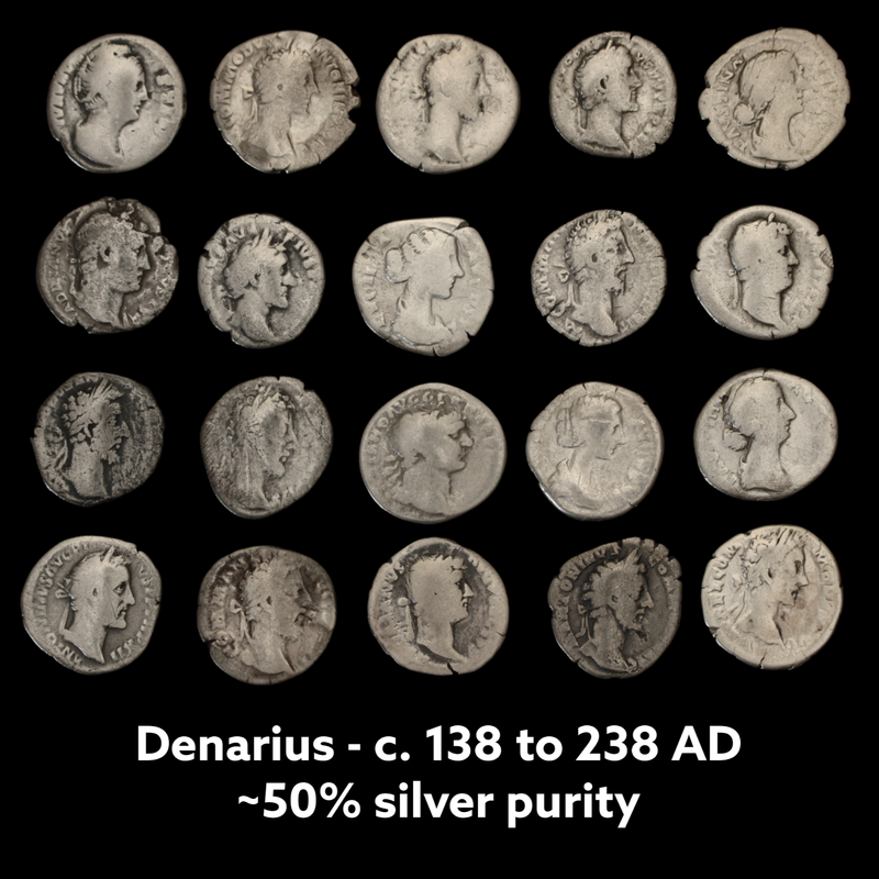 The Decline of Roman Silver, Three Coin Collection - c. 193 to 300 CE ...