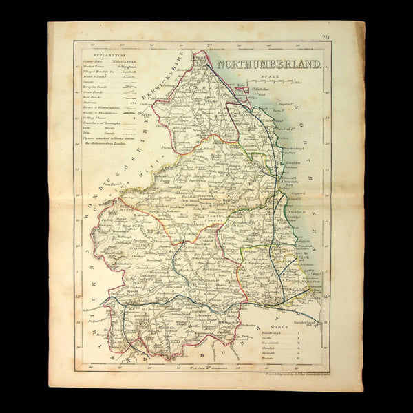 Map of Northumberland, England, by Thomas Dugdale - c. 1835 to 1860 ...