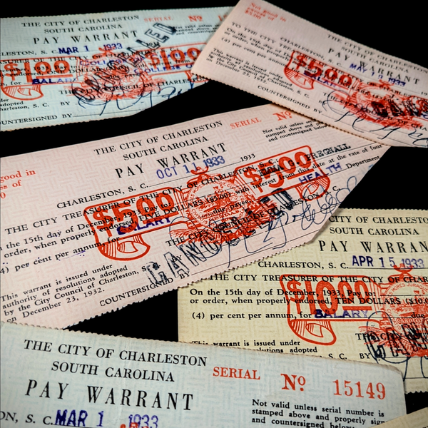 Great Depression Pay Warrants - 1930's - South Carolina, USA - History ...