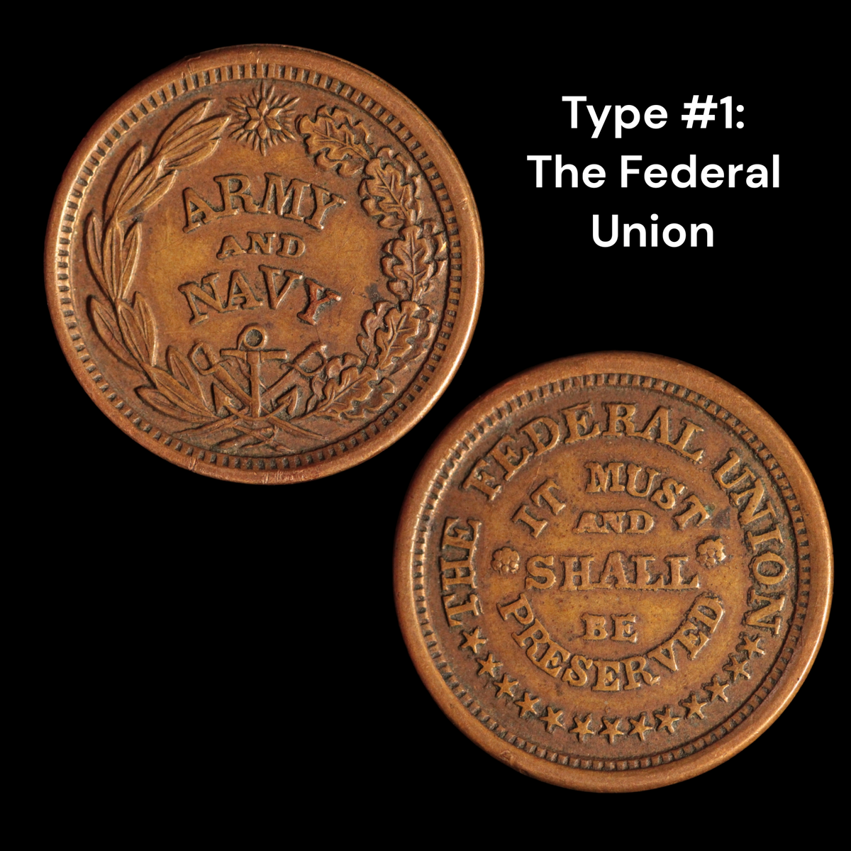 Civil War Token (5 Union Types) - 1861 to 1865 - United States ...
